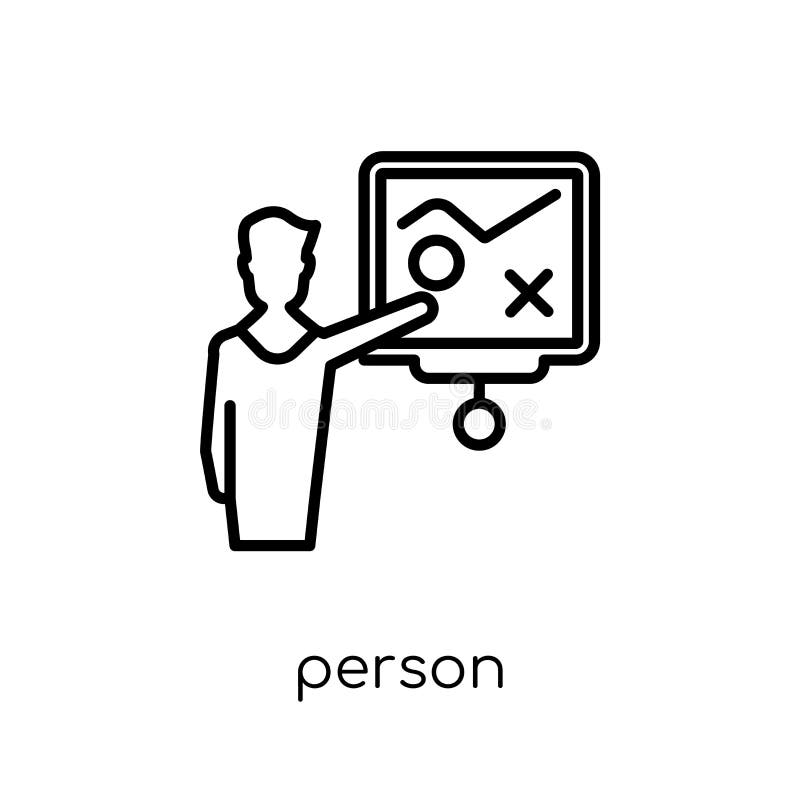 Person Explaining Strategy Icon. Trendy Modern Flat Linear Vector ...