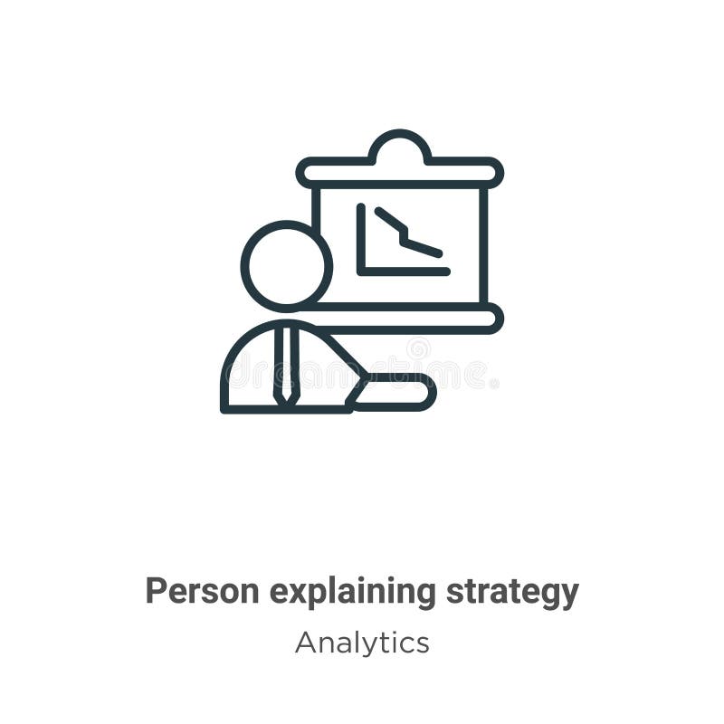 Person Explaining Strategy Outline Vector Icon. Thin Line Black Person ...