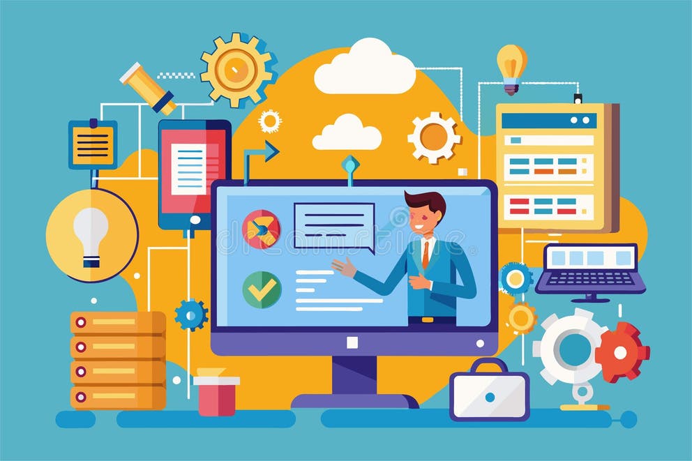 A Person Explains the Process of Installing Computer Software while ...