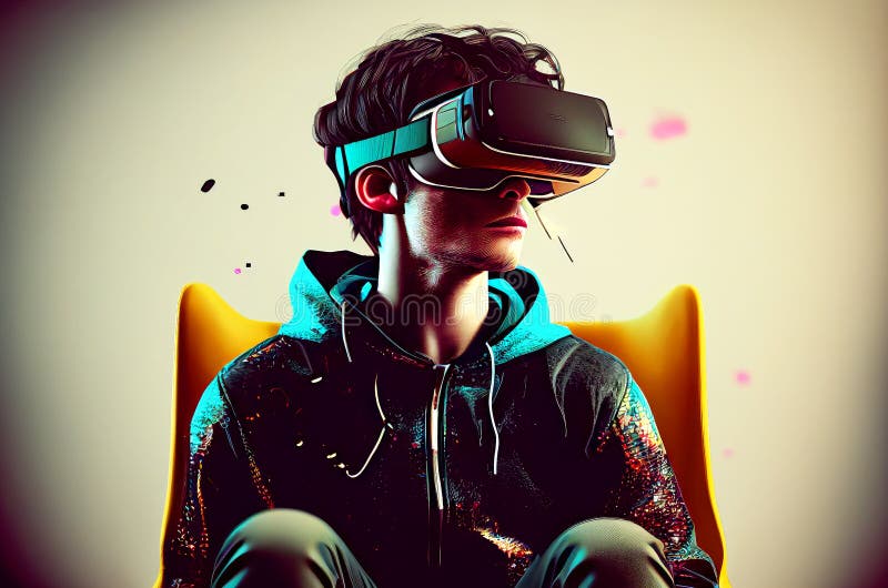 Person is Exploring Augmented Reality with VR Googles Stock ...