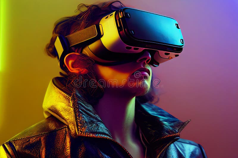 Person is Exploring Augmented Reality with VR Googles Stock ...