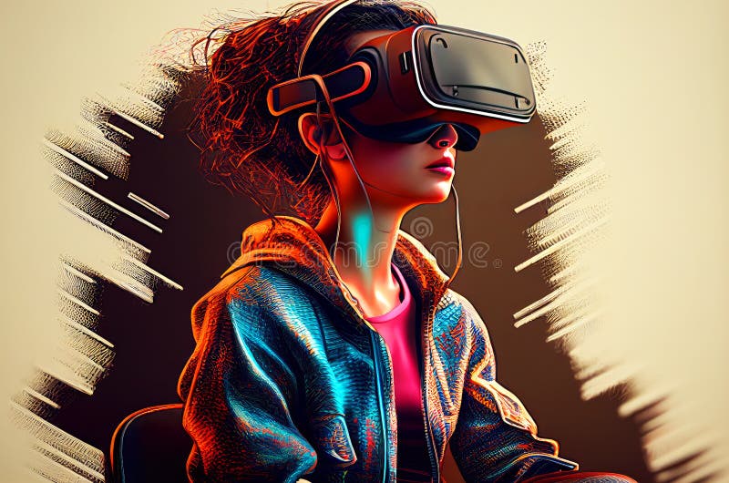 Person is Exploring Augmented Reality with VR Googles Stock ...