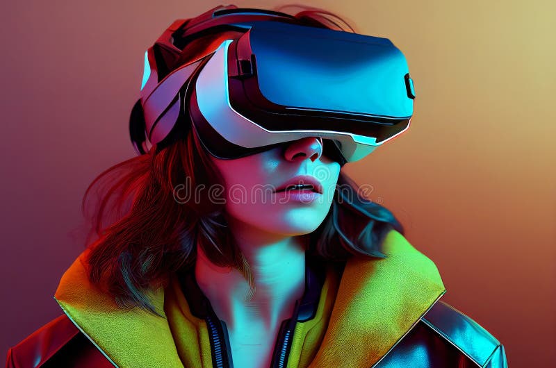 Person is Exploring Augmented Reality with VR Googles Stock ...