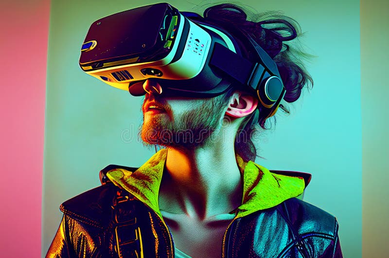 Person is Exploring Augmented Reality with VR Googles Stock Photo ...