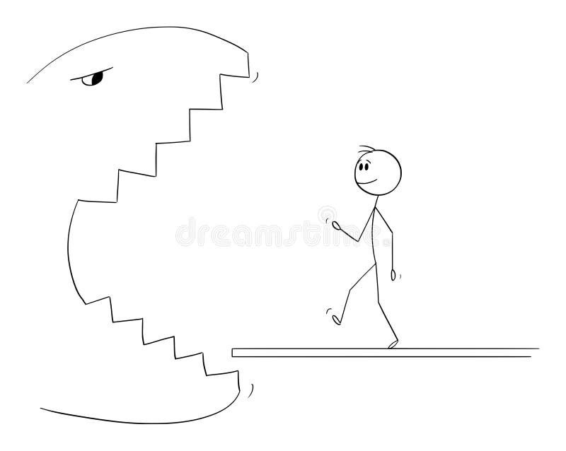 Person Facing Problem or Disaster, Vector Cartoon Stick Figure ...