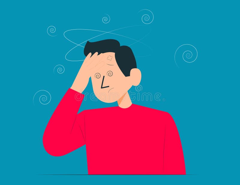Person Feeling Dizzy and Anxious Suffer from Mental Problems. Vector ...