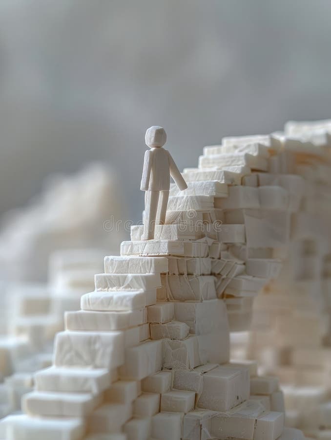 Person Figure Climbing Staircase Made Blocks Stock Photos - Free ...