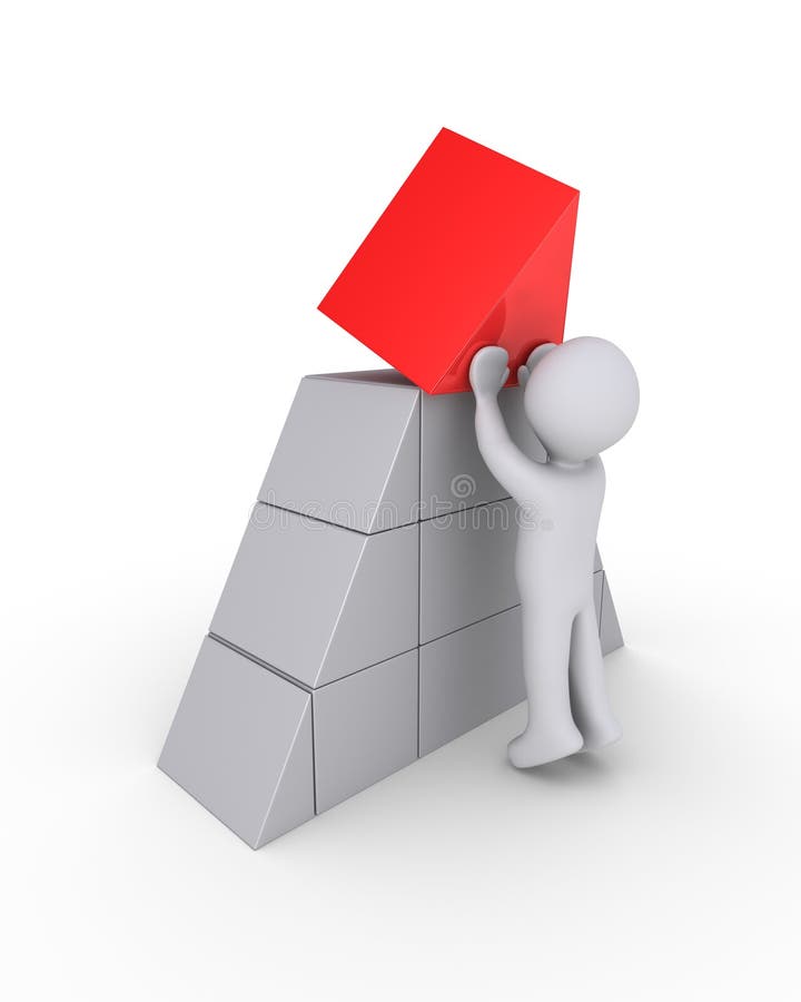 Person finalizing pyramid stock illustration. Illustration of block ...