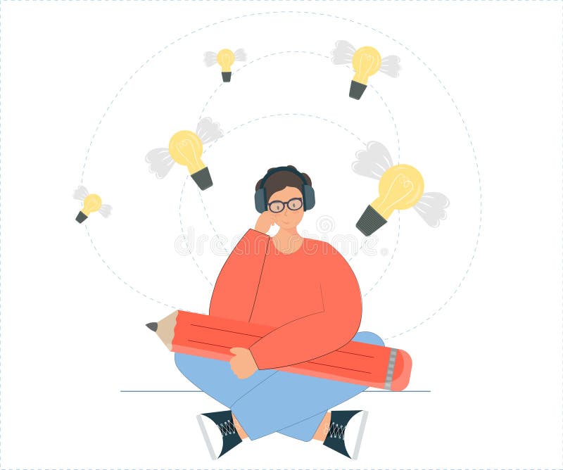 Person Finding Ideas, Inspiration, Overthinking the Creative Idea ...