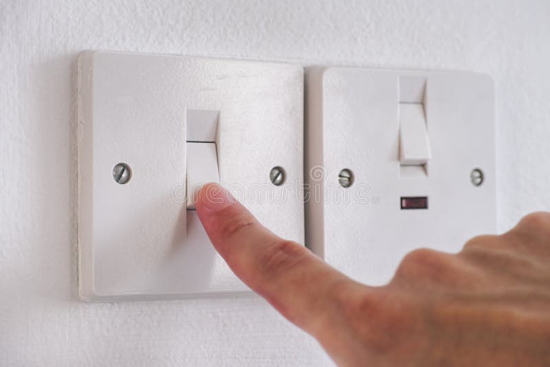 Person Finger Pushing Light Switch. Stock Photo - Image of turn, light ...