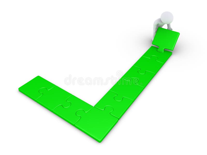 Person Finishing a Check Mark Puzzle Stock Illustration - Illustration ...