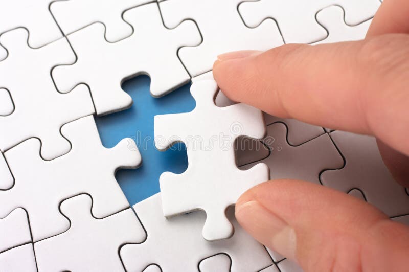 Fitting puzzle piece. stock image. Image of playing, blue - 36252227