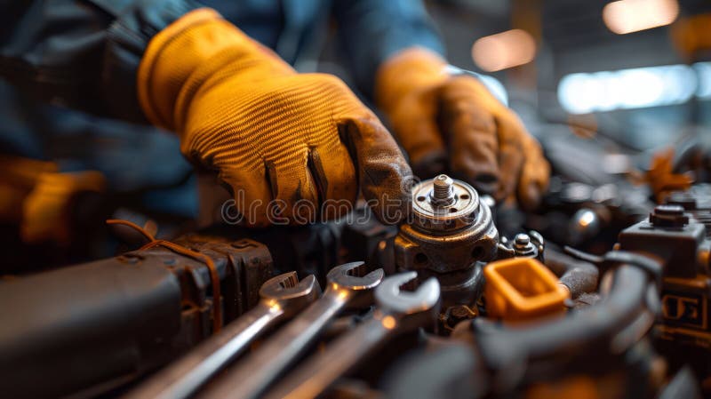 A Person is Fixing a White Device with a Red Button Stock Photo - Image ...
