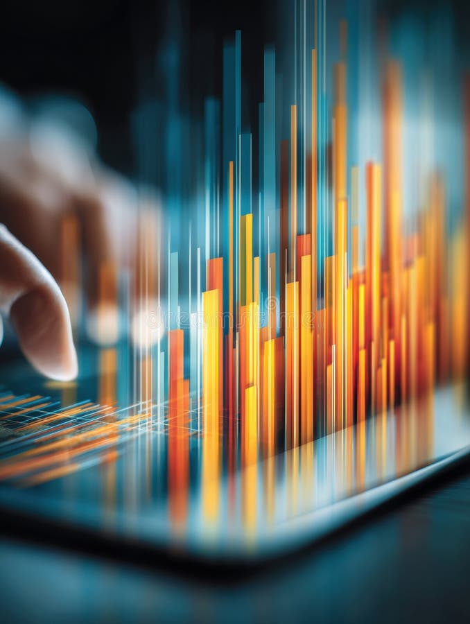 Analyzing Growth Chart on Digital Tablet with Motion Blur Background in ...