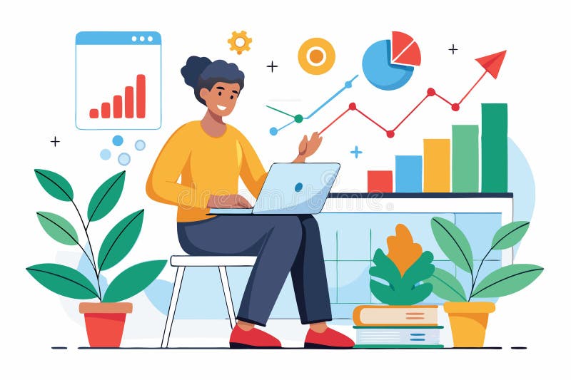 A Person is Focused on Studying Growth Charts and Analyzing Data in a ...