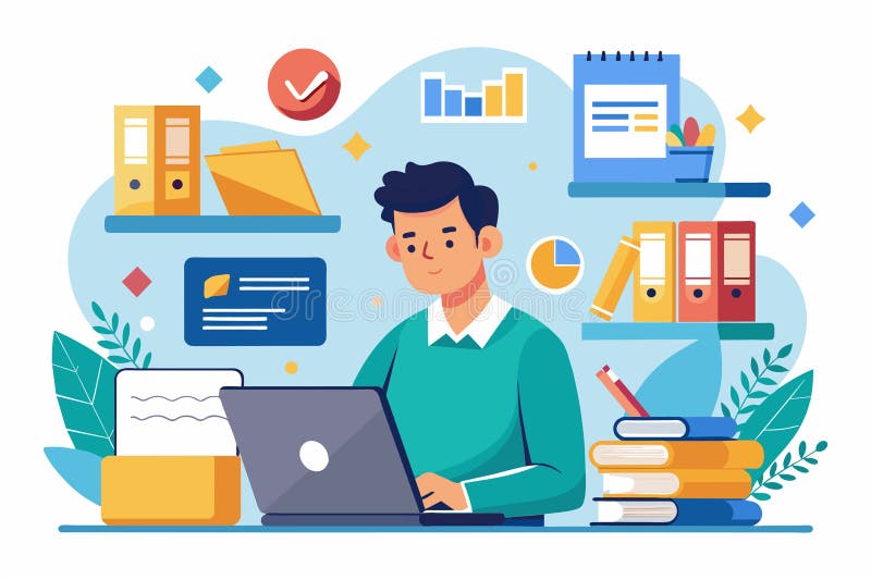 A Person Focuses on Organizing Files and Data Efficiently at a Clean ... A Person Focuses on Organizing Files and Data Efficiently at a Clean ...
