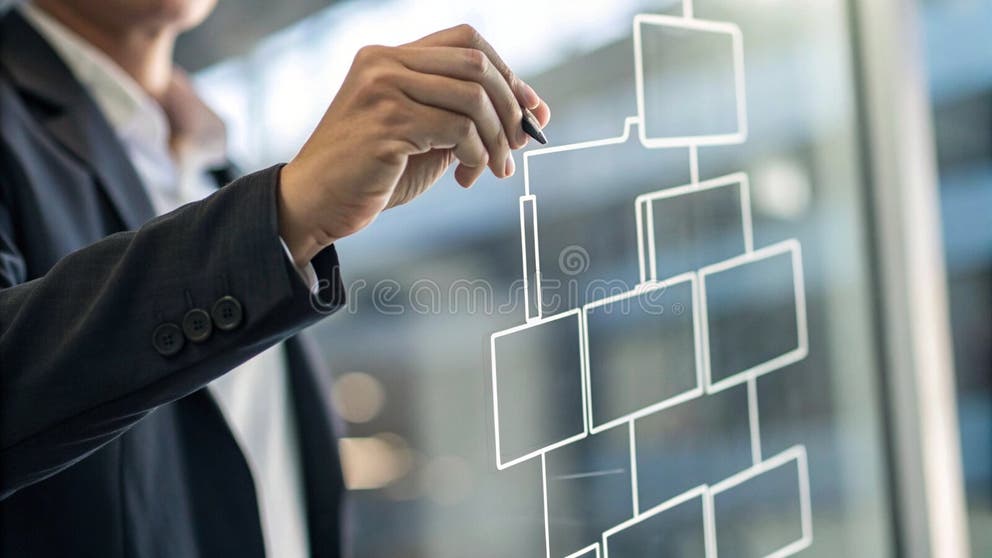 Close Up Business Hand Holding Transparent Flowchart Graph Suitable for ...