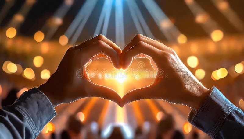 A Person Forms a Heart Shape with Their Hands in Front of a Concert ...