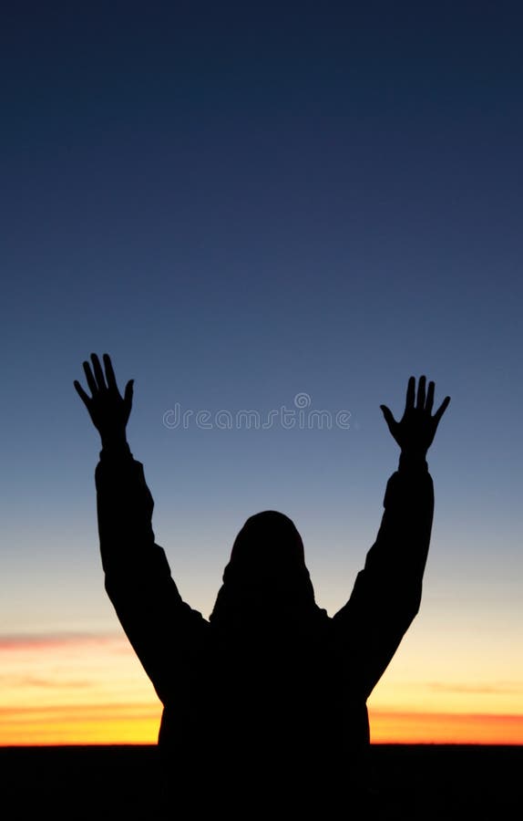 Person in front of sunrise stock photo. Image of text - 15624396