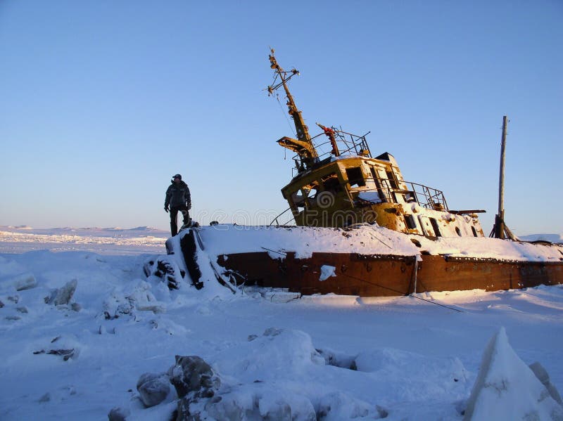 The Person on the Frozen Vessel Stock Photo - Image of cold, russia ...