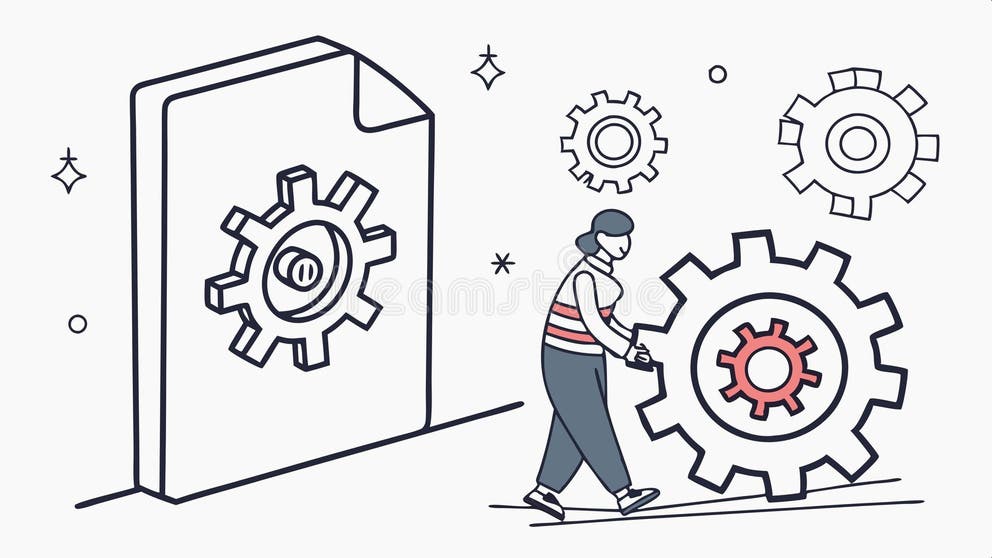 Person with Gear and Document, Process Management, Workflow ...