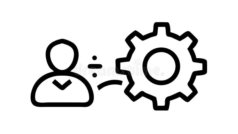 Person with Gear Outline Icon for Settings or Engineering, Vector ...