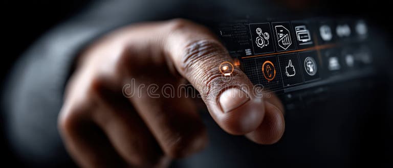 An Individual is Placing Their Finger on a Touchscreen Interface Stock ...