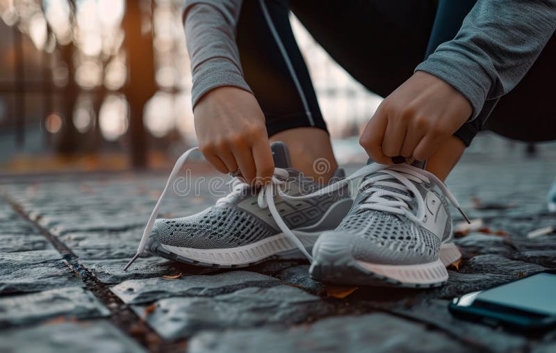 A Person is Getting Ready To Go for a Run, Putting on Their Shoes by AI ...