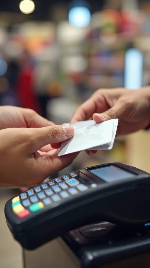 Person is Giving a Card To a Cashier at a Store Stock Image - Image of ...