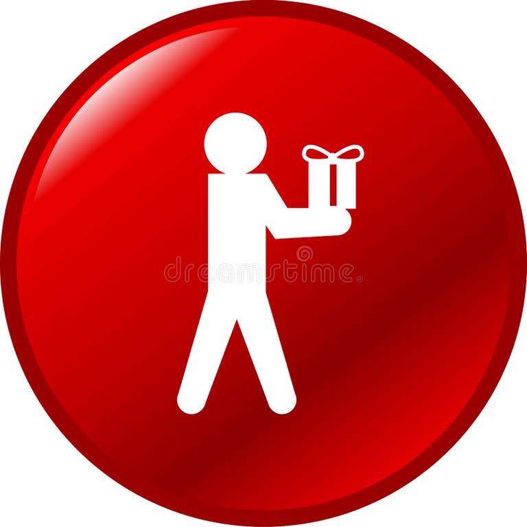 Person Giving a Gift or Present Vector Red Button Stock Vector ...