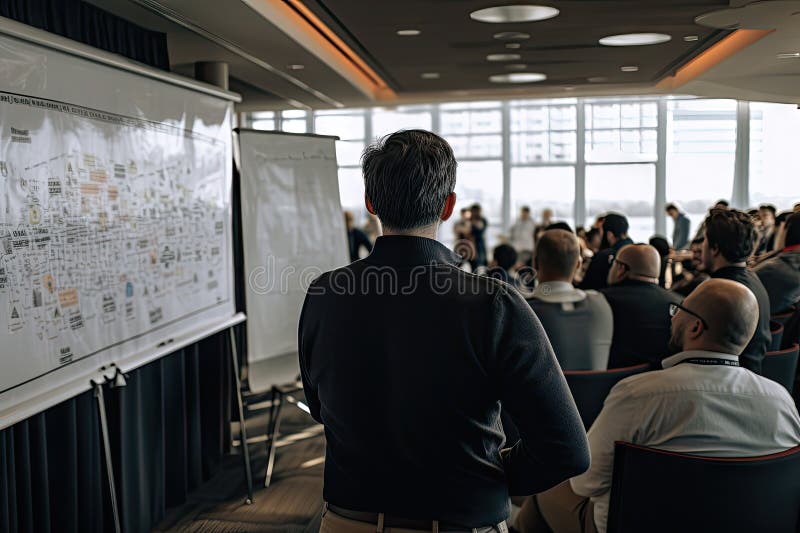 Person, Giving Presentation in Front of Diverse Audience, with View of ...