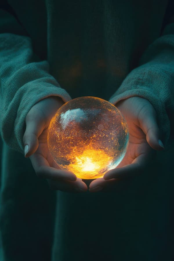 Person with Glowing Crystal Ball Stock Photo - Image of divination ...