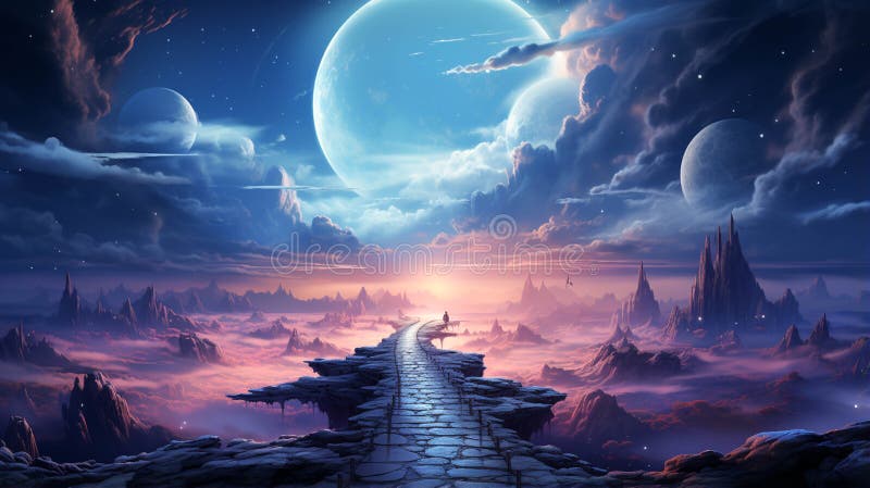 A Person Going in Empty Path with Blue Clouds Stock Image - Image of ...