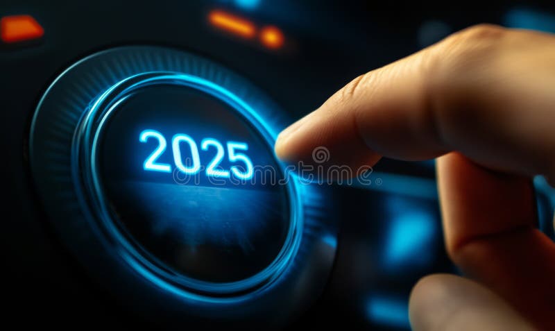 A Person is Going To Push the Start Button with the Year 2025 ...