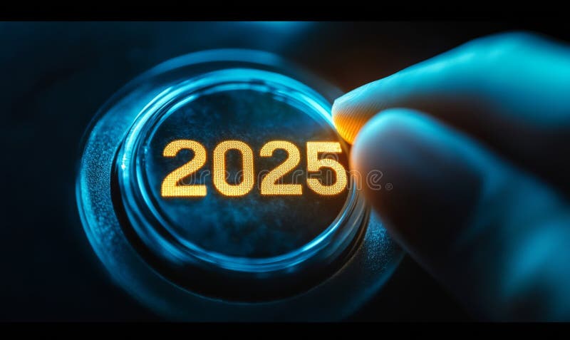 A Person is Going To Push the Start Button with the Year 2025 ...