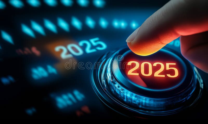 A Person is Going To Push the Start Button with the Year 2025 ...