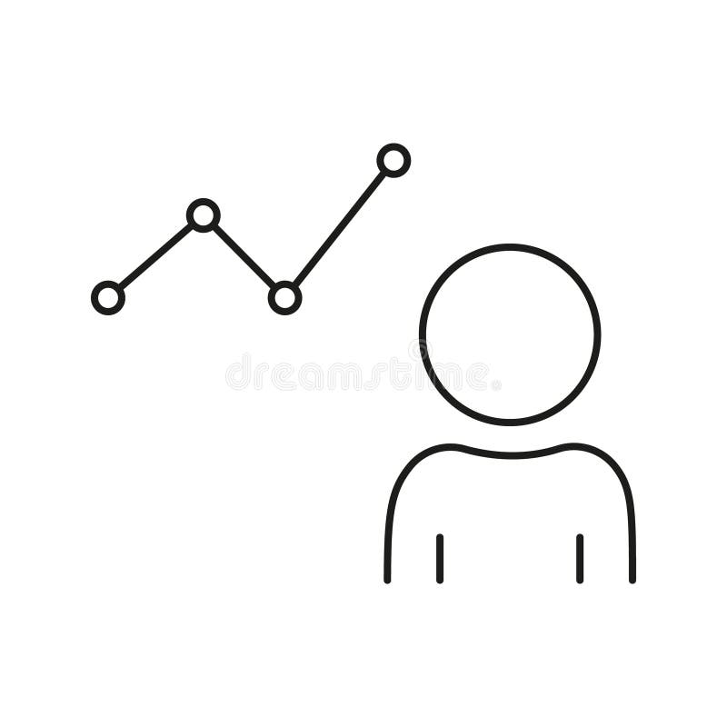 Person with Graph Line Icon. Data Analysis, Performance Tracking, and ...