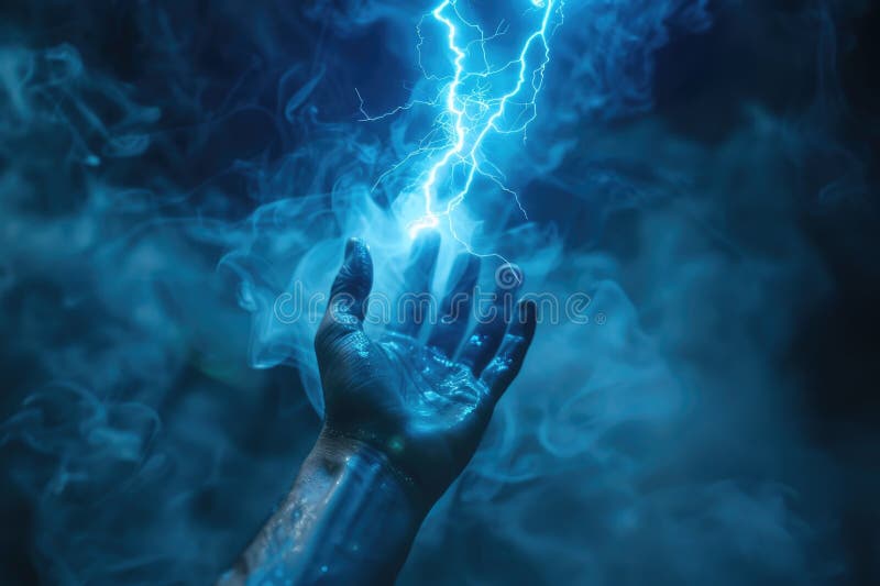 A Person Grasping a Lightning Bolt in Their Hand Stock Image - Image of ...
