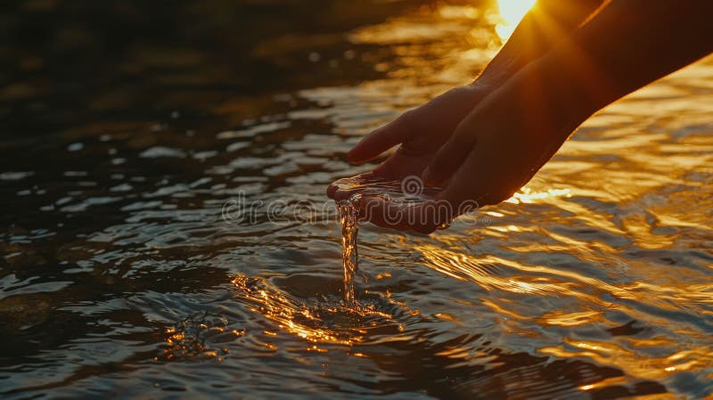 A Person Grasping a Tiny Bit of Water in Their Hands, Fitting As a ...