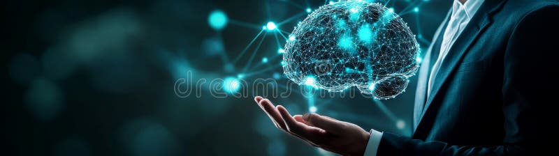 A Person Grasps a Glowing, Digital Brain, Signifying Innovation ...