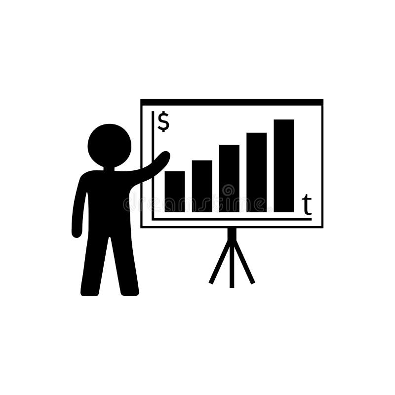 Person with Growing Chart Icon. Business Presentation, Analyzing ...
