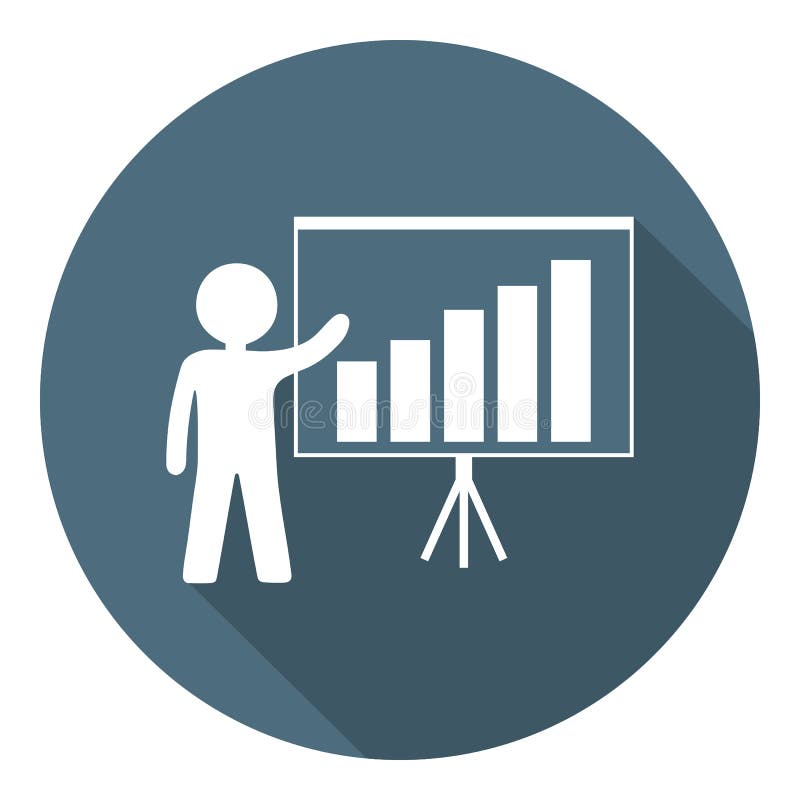 Person with Growing Chart Icon. Business Presentation, Analyzing ...