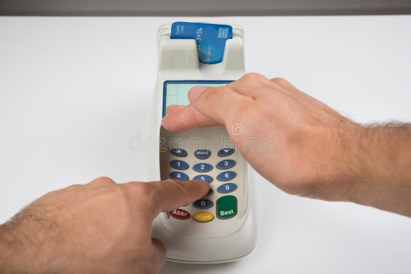 Person Hand Entering Code in a Card Reader Stock Image - Image of ...