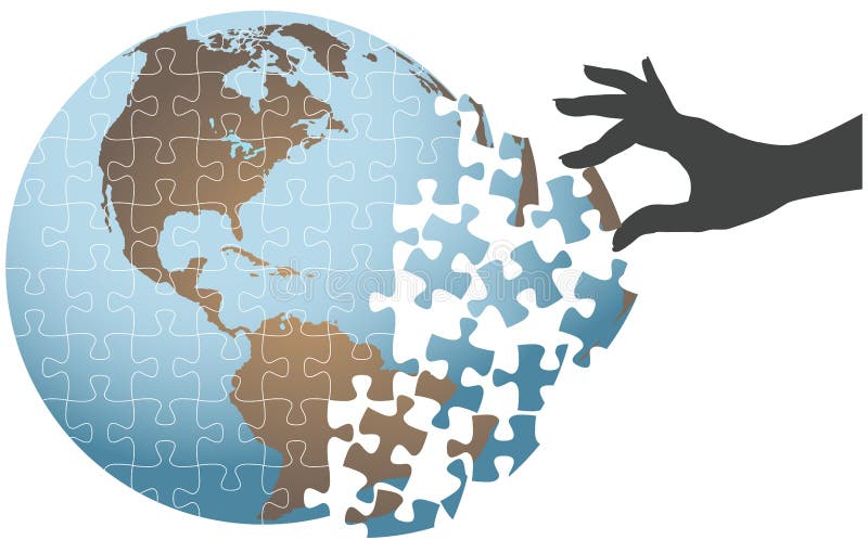 Person Hand Find Global Puzzle Solution Stock Vector - Illustration of ...