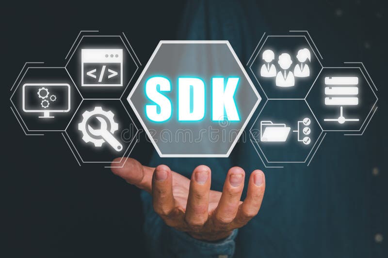 Person Hand Holding SDK Icon on Virtual Screen Stock Photo - Image of ...