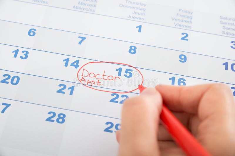 Person Hand with Marked Doctor Appointment Stock Image - Image of ...