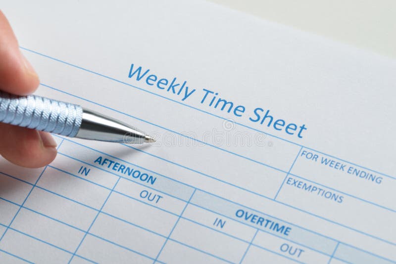 Person Hand with Pen Over Weekly Time Sheet Stock Image - Image of ...