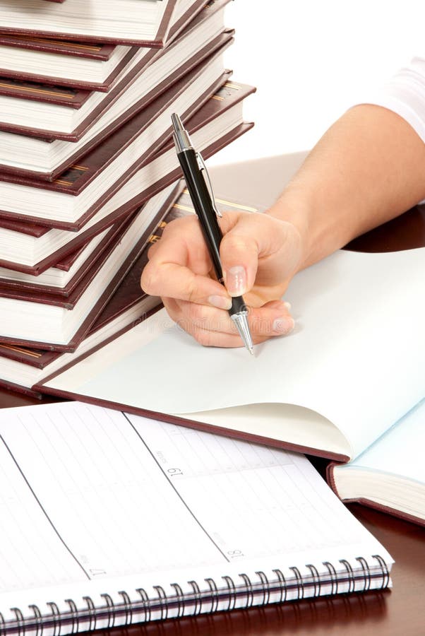 Person Hand with Pen Signing Book Document Stock Photo - Image of form ...