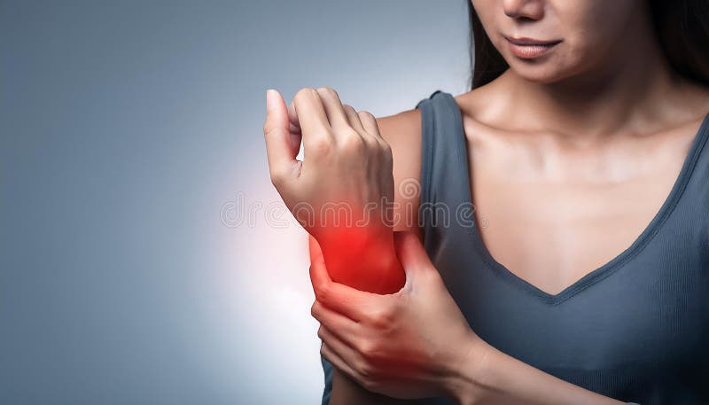 A Person Hand with a Red Highlighted Area Indicating Pain at the Wrist ...