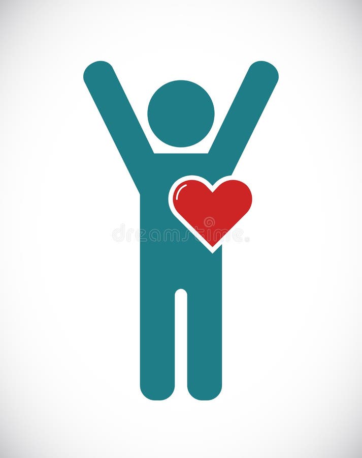 Person with heart icon stock vector. Illustration of social - 200926864